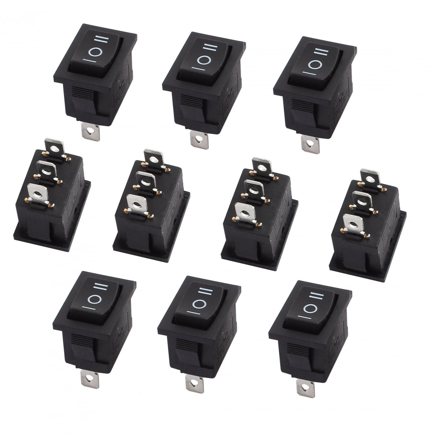 10x SPDT Rocker Switch Car/Truck/RV DC 12V AC 6A/250V 3-Pin Position ON ...