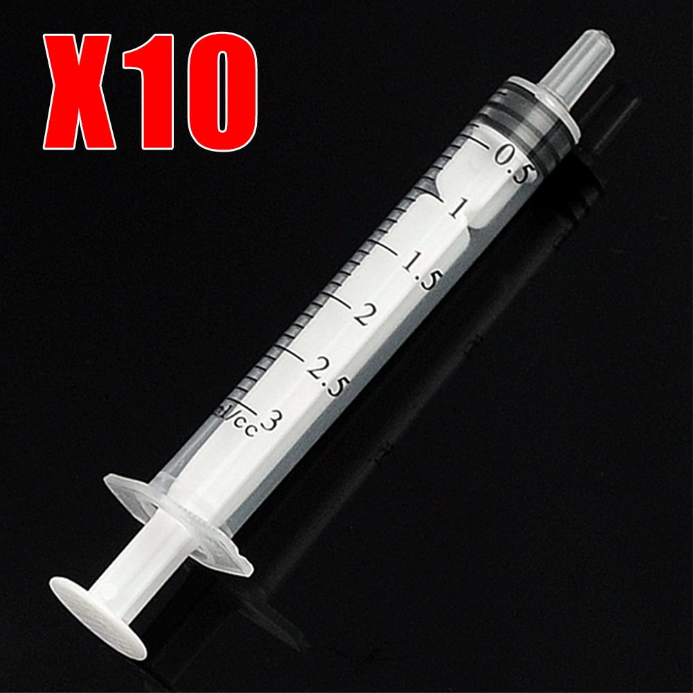 10x 3mL Plastic Syringe Injector Liquid Ink Luer Slip Tip Plant Sterile ...