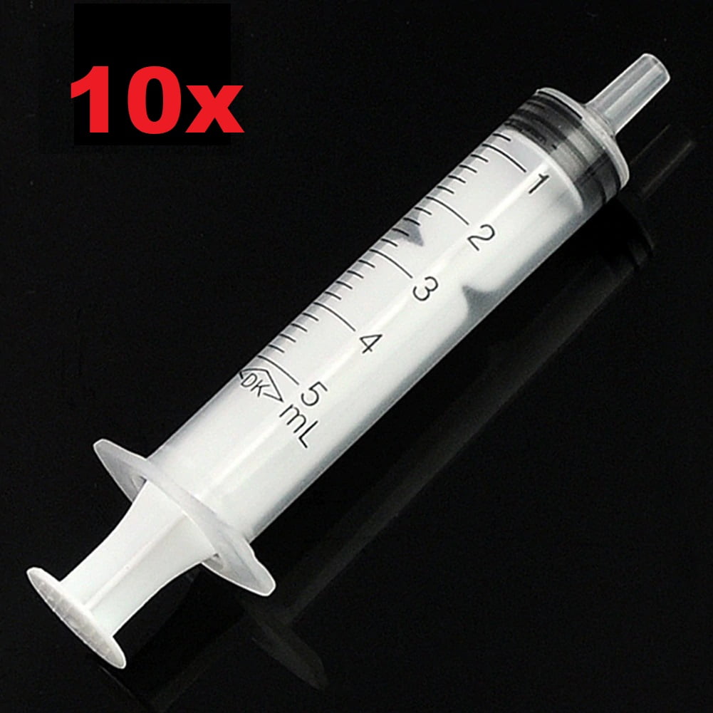 10x 5mL Disposable Plastic Syringes Without Small Injection, Luer Slip Tip, Graduated 5cc ...