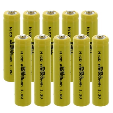 2x Exell AA 1.2V 1000mAh NiCD Button Top Rechargeable Cells Malibu Solar Lights - Walmart.com