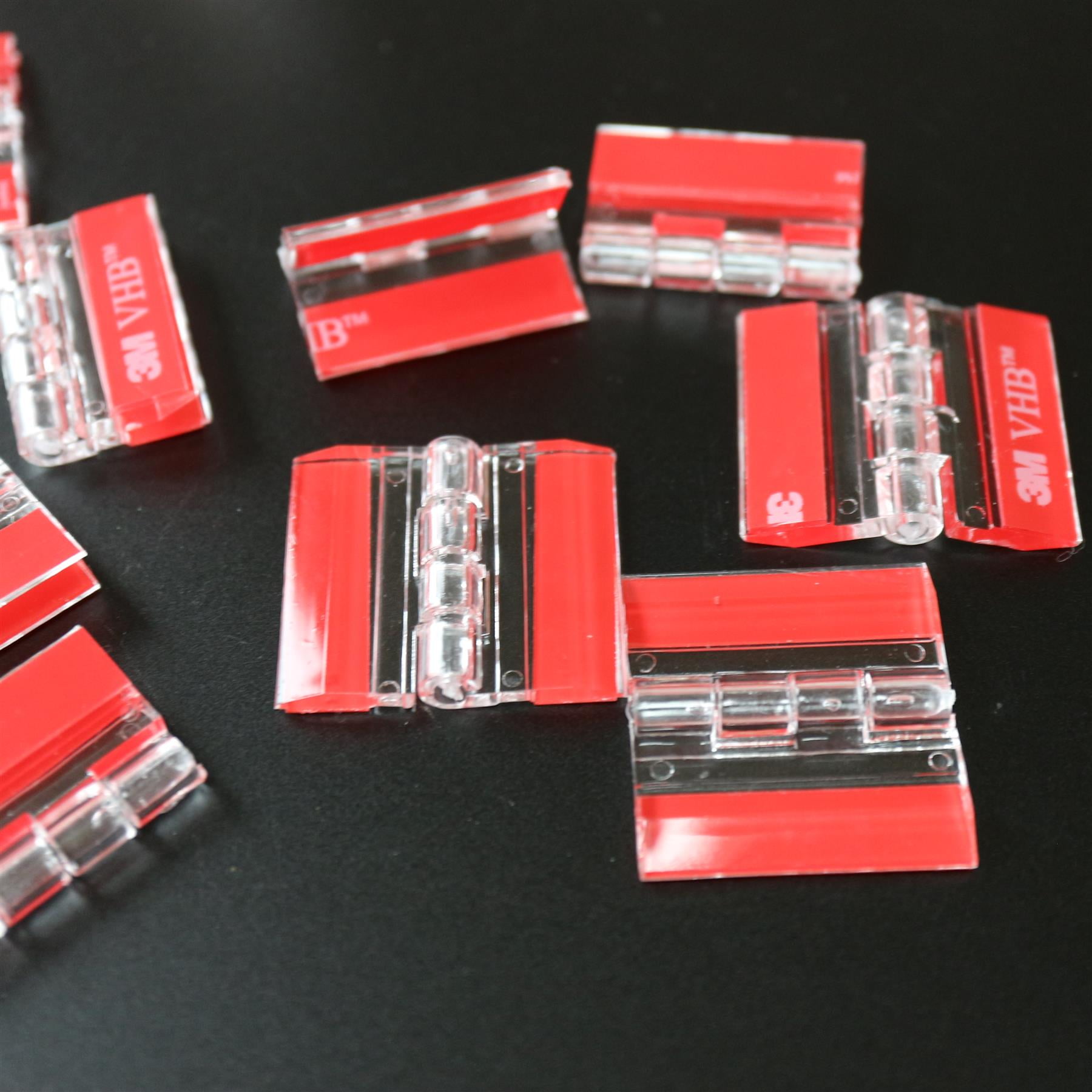 10 x Acrylic Hinges. No glue required, Self Adhesive. Transparent Clear ...