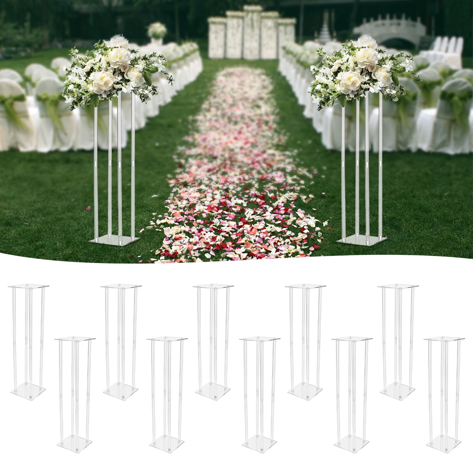 10x Acrylic Wedding Flower Stand Rectangle pedestal for Table ...