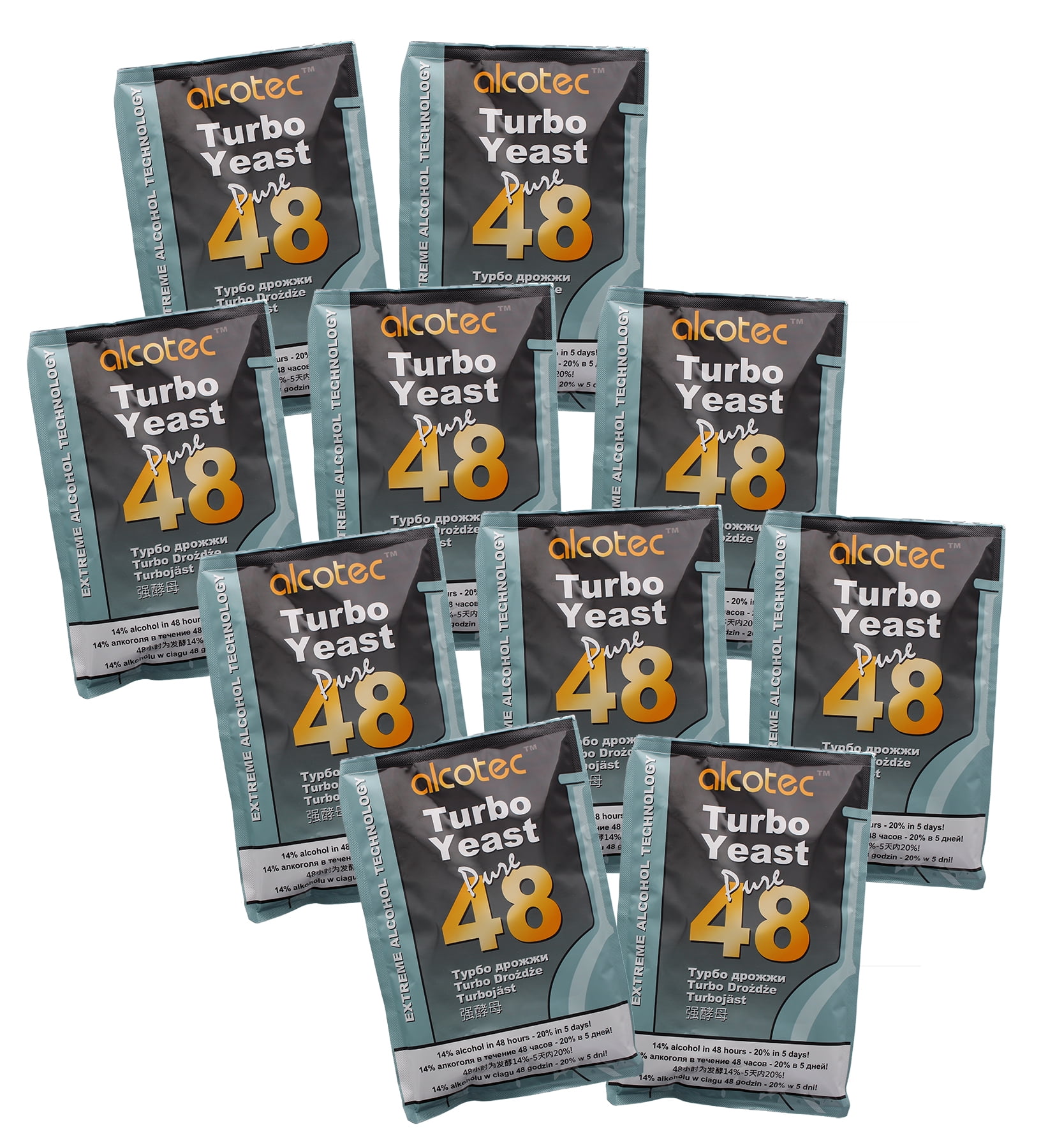 10x Alcotec 48 Pure Turbo Super Yeast Packets High Alcohol 20% Homebrew Vodka - Walmart.com