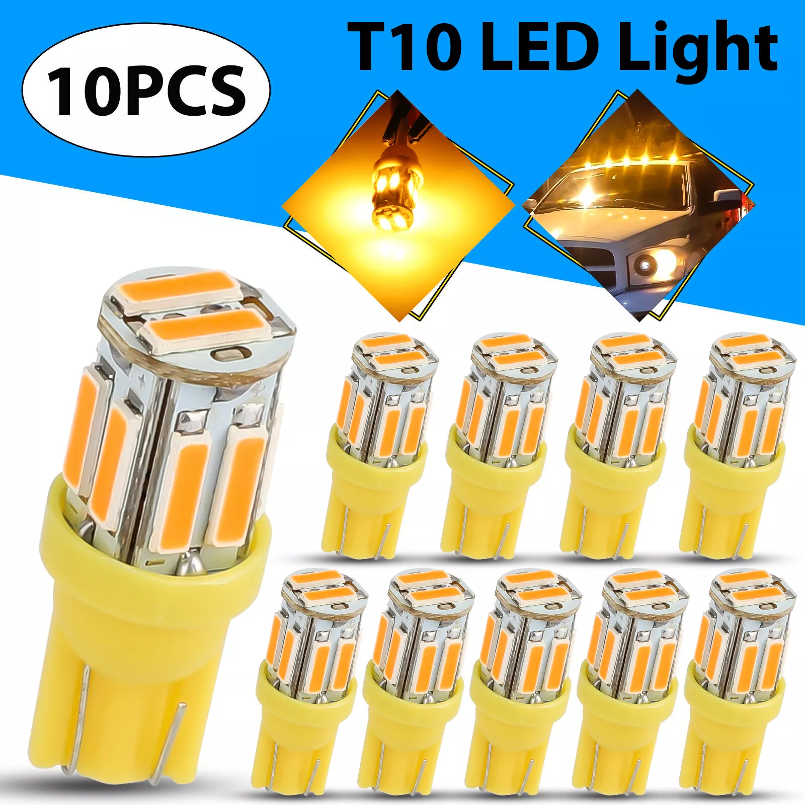 10x Amber Roof Cab Marker Running Light Bulb For Ford F250 F350 Super ...