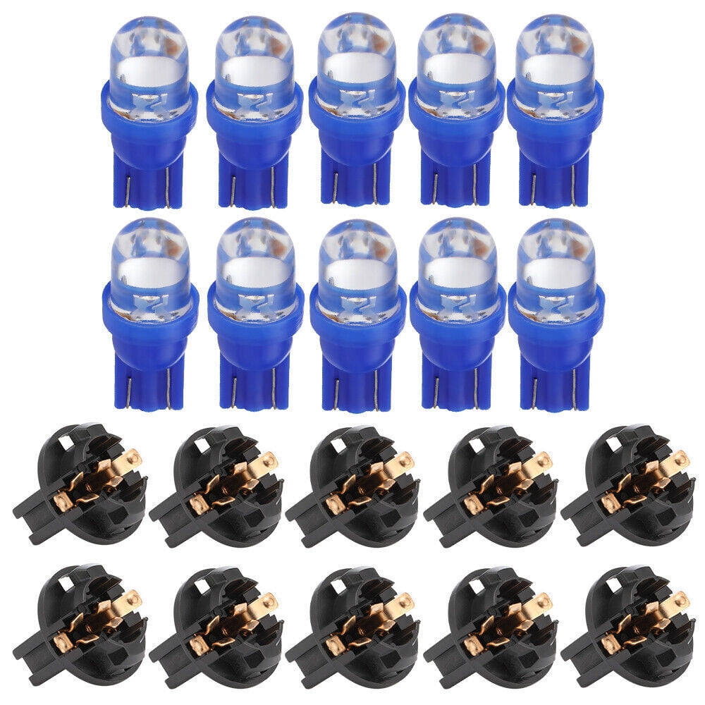 10x Blue T10 194 LED Bulbs for Instrument Gauge Cluster Dash Light W/ Sockets US - Walmart.com