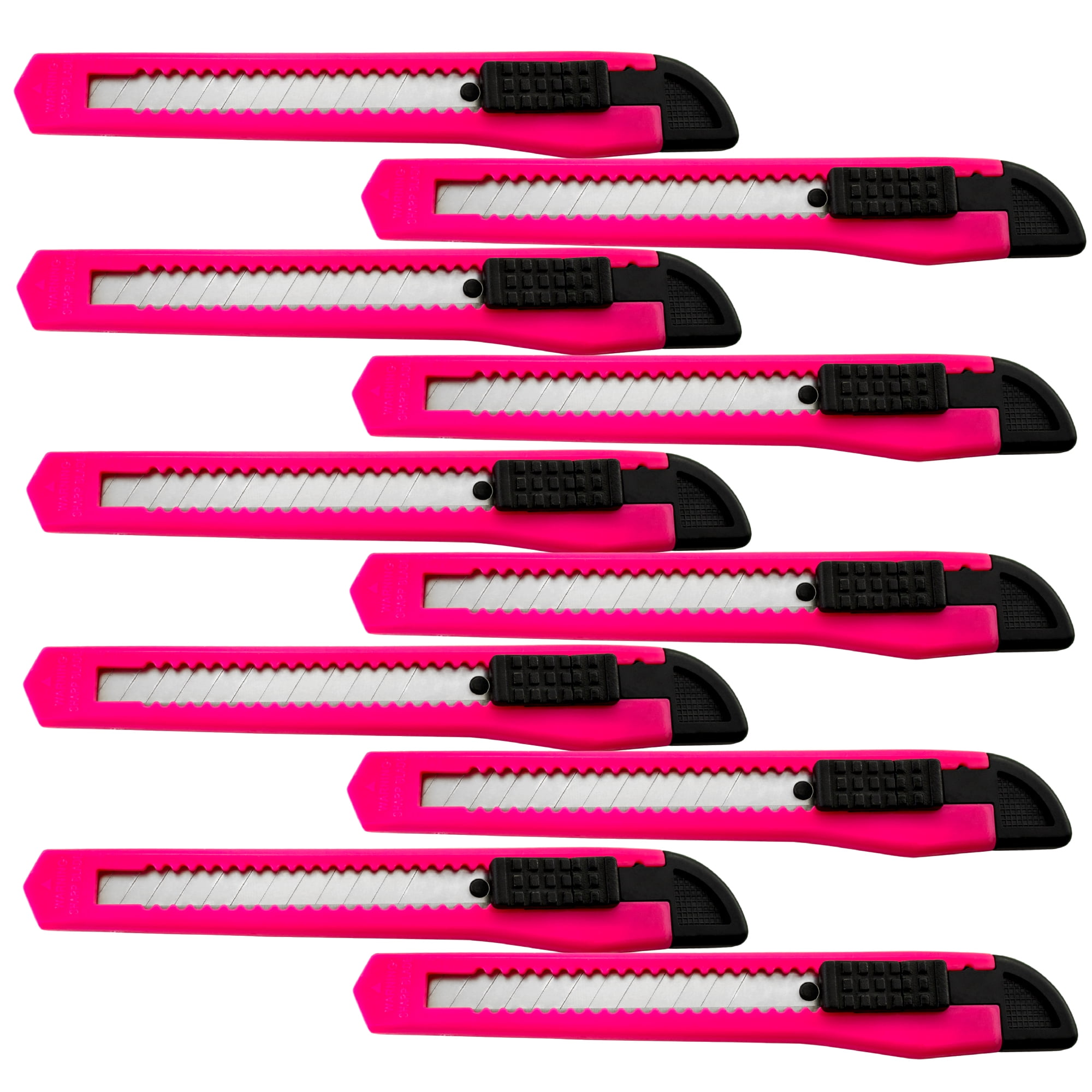 10x Bulk Small Neon Pink Utility Knife Box Cutters Snap Off Blade 9MM ...