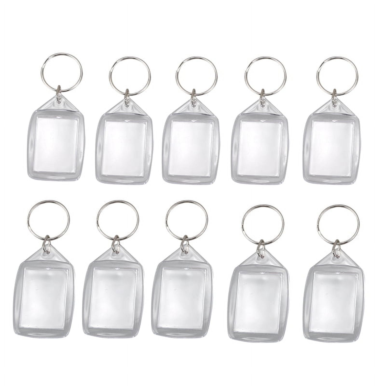 10x Clear Acrylic Plastic Blank Keyrings Insert Passport Photo Keychain ...