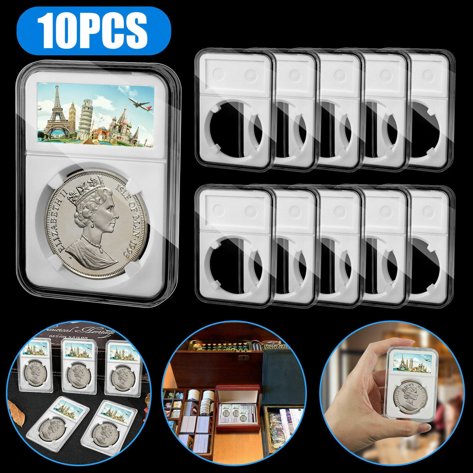 10x Coin Slab Graded Display Holder Storage Case Box 30 mm For JFK HALF ...