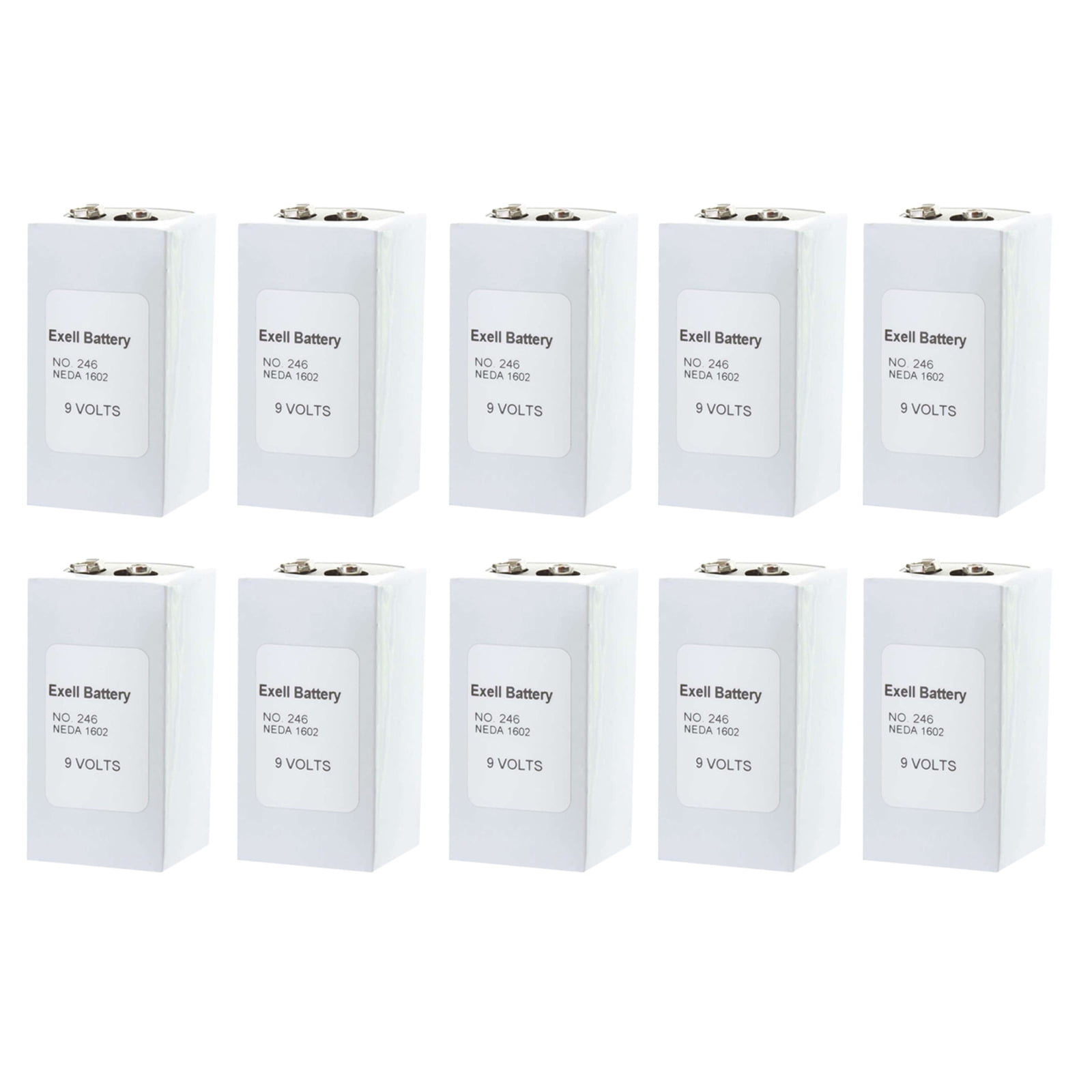 10x Exell 246 Alkaline 9V Battery NEDA 1602, PP6, 6F50-2 - Walmart.com
