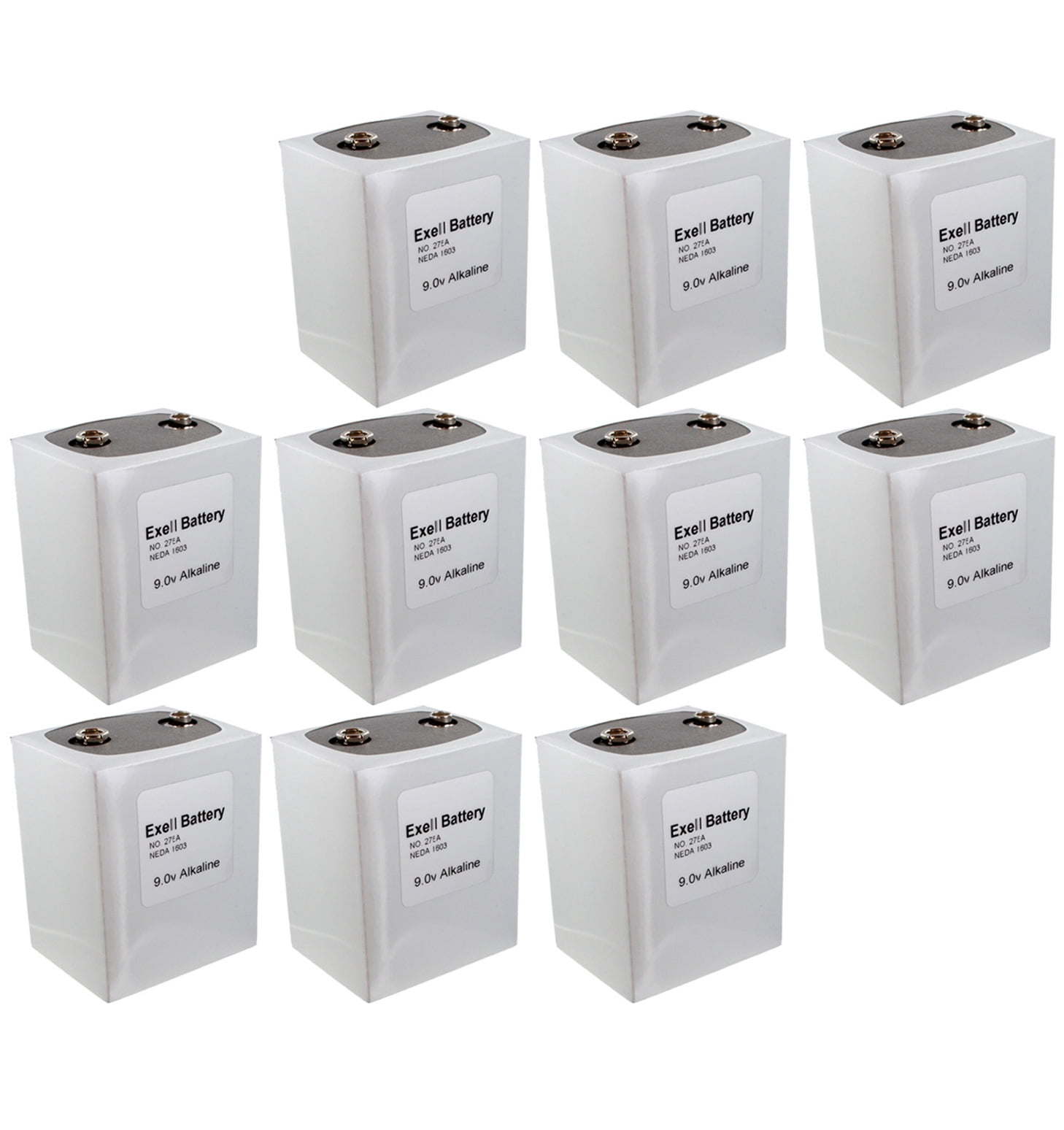10x Exell 276 Alkaline 9V Battery NEDA 1603, PP9, 6F100 - Walmart.com