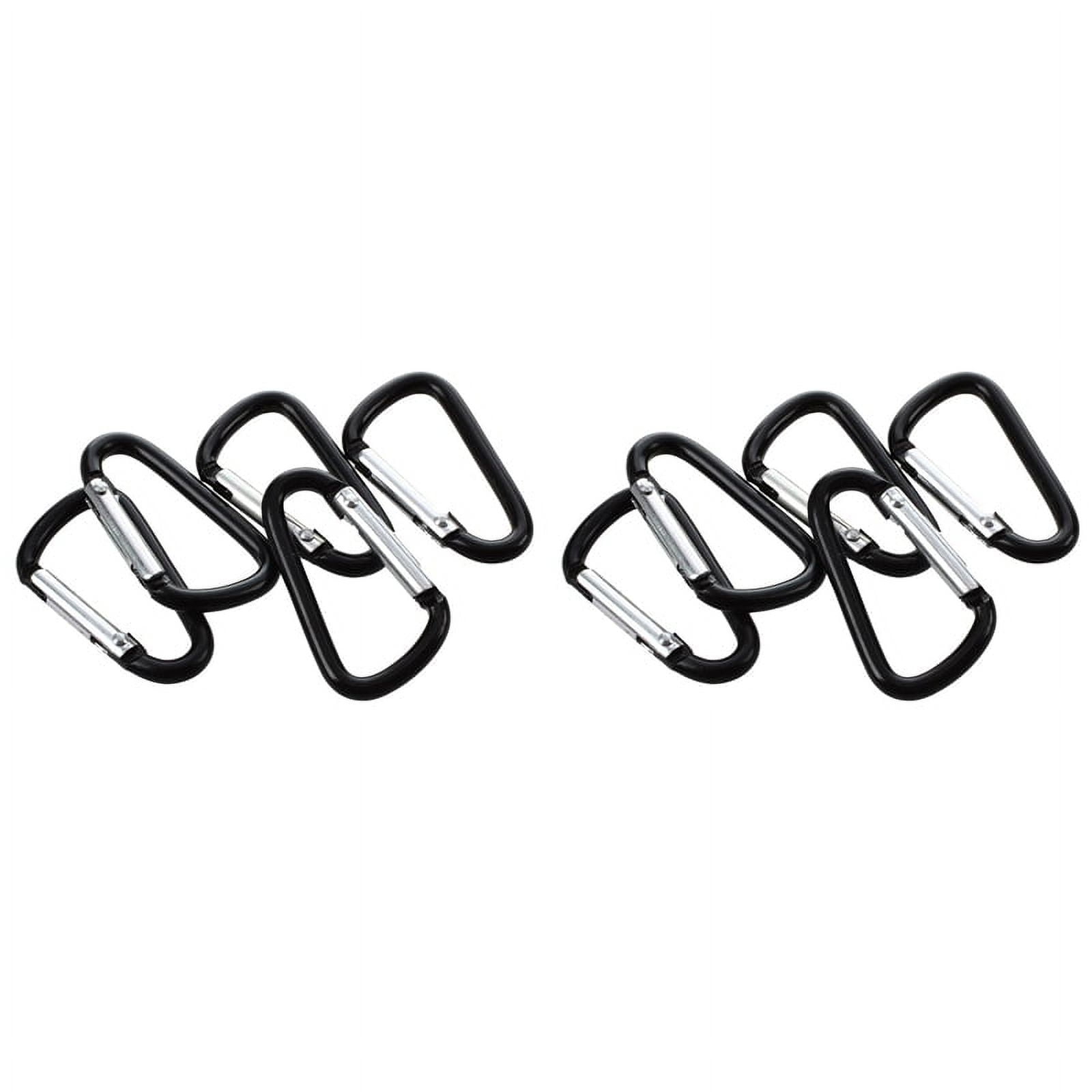 10x Hiking Spring Loaded 4mm Dia Black Aluminum Alloy Carabiner Hooks ...