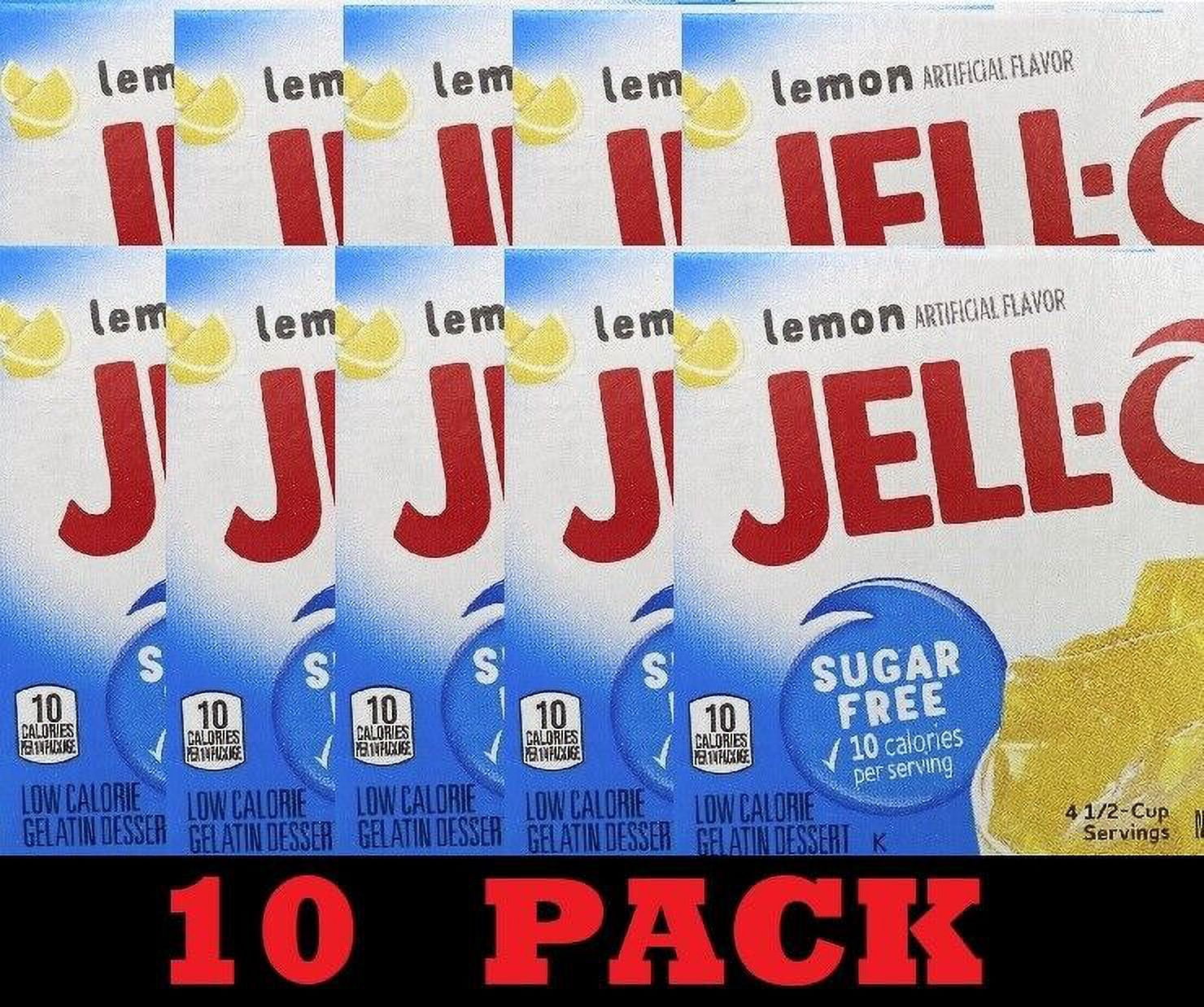10x Jello LEMON SUGAR FREE Gelatin Dessert 0.3 oz Box Jell-O - 10 BOXES ...