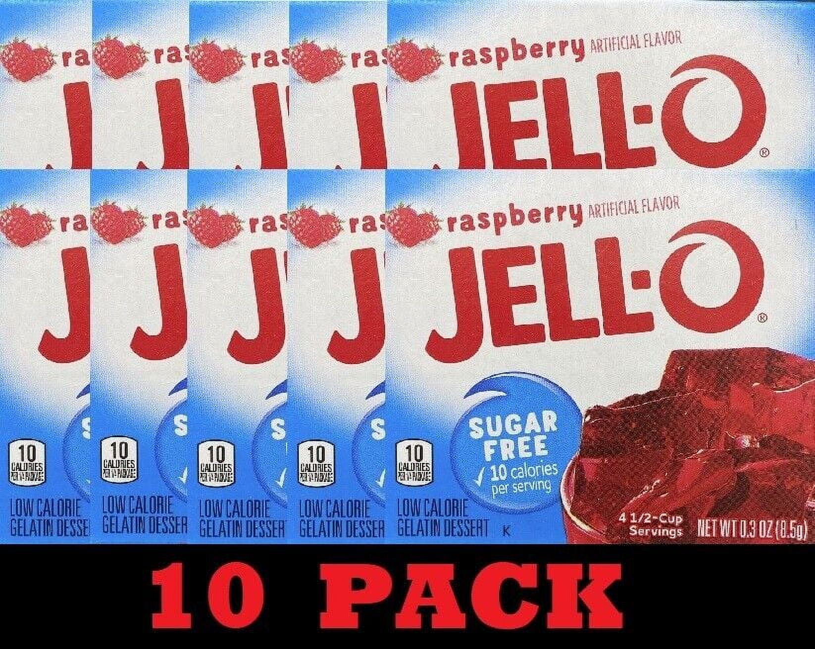 10x Jello RASPBERRY SUGAR FREE Gelatin Dessert 0.3 oz Box Jell-O - 10 ...