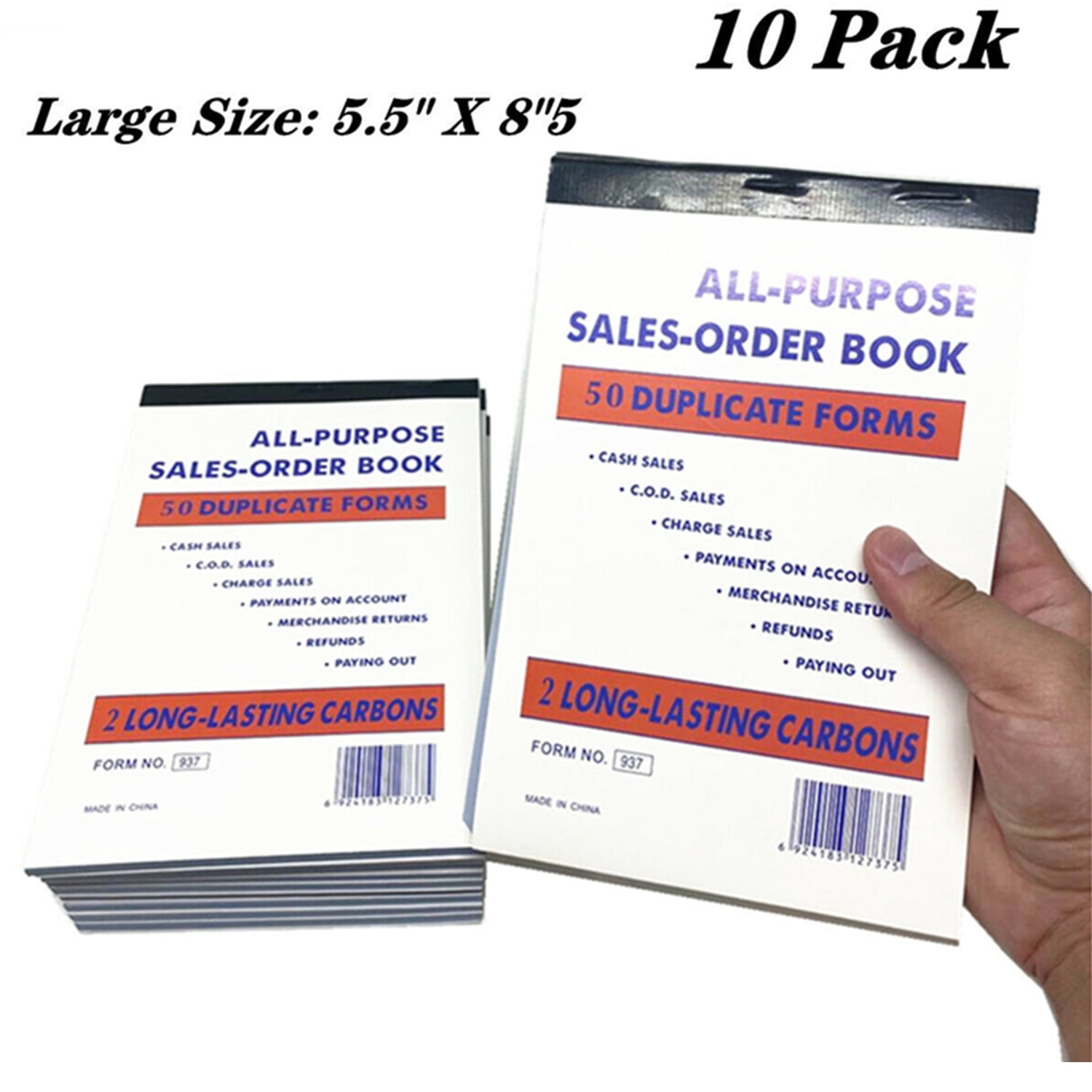 10x Large Business Sales Book 50 Duplicate Carbonless Copy Forms 5.5" X ...