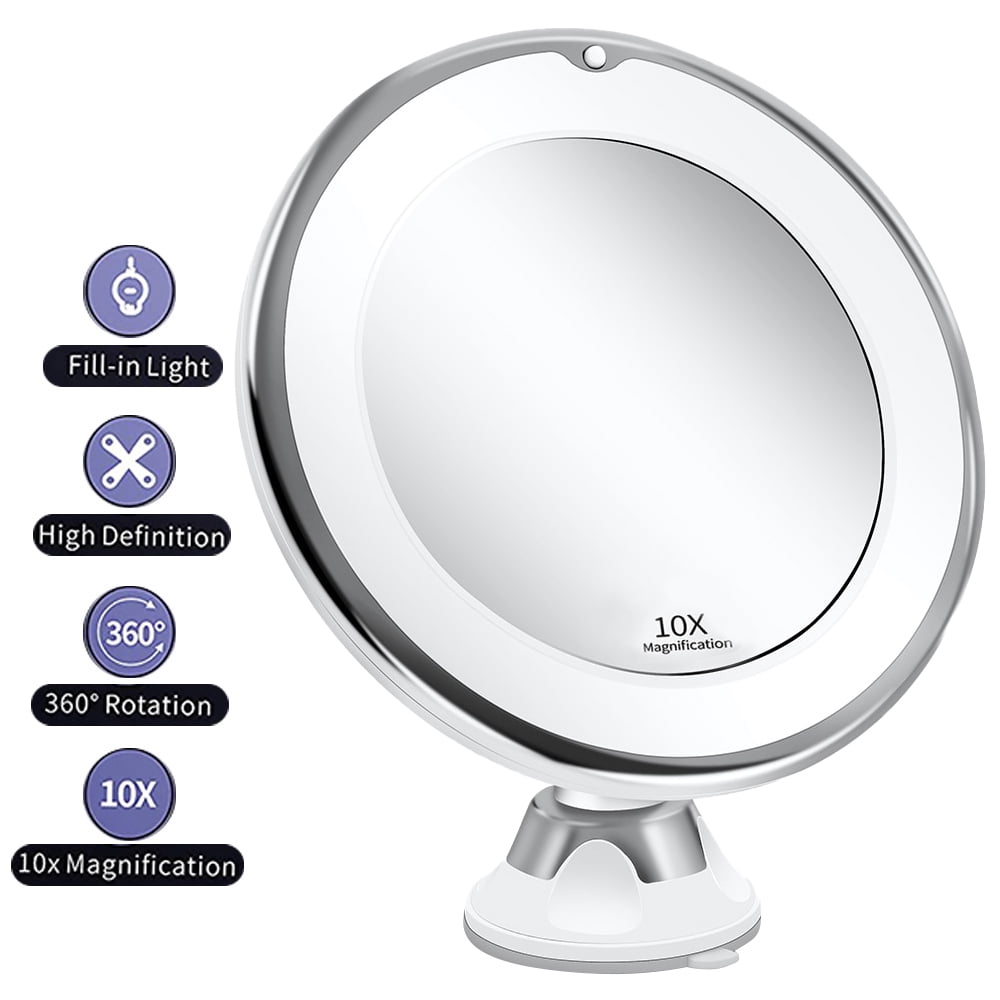 10x Magnifying Lighted Makeup Mirror with 360° Rotation, Touch Sensor ...