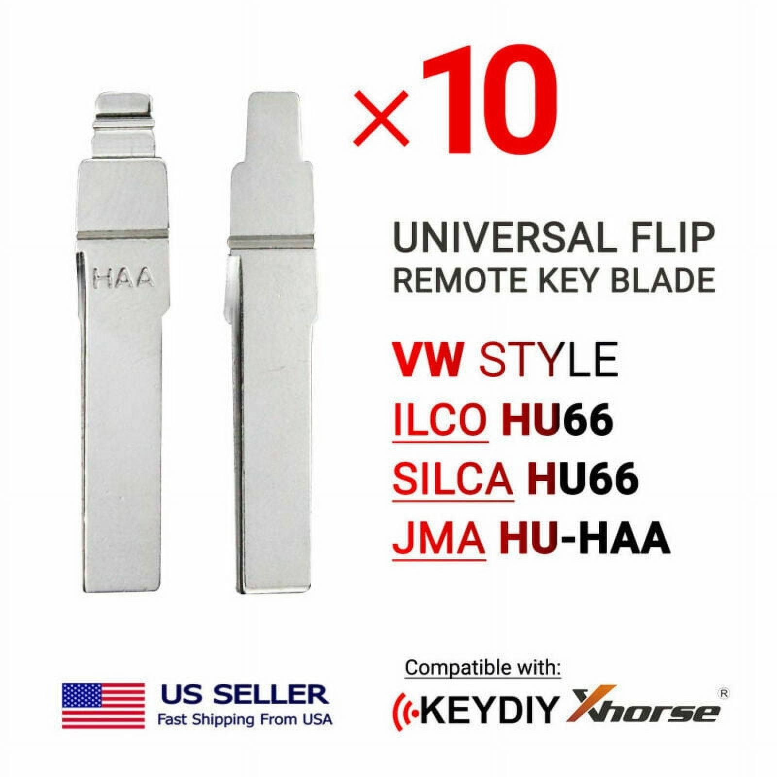10x New Uncut Universal Flip Remote Key Blade VW Type HU66 HU-HAA ...