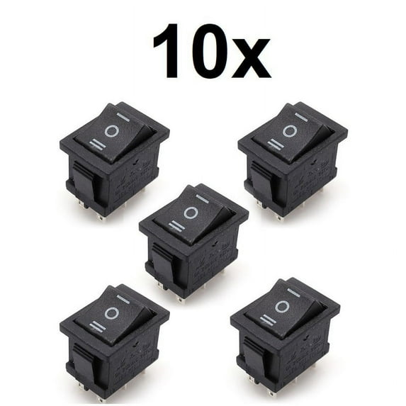 10x ON/OFF/ON 6-Pin DPDT 3-Pos Car/Boat Rocker Switch 12V DC AC 6A/250V ...