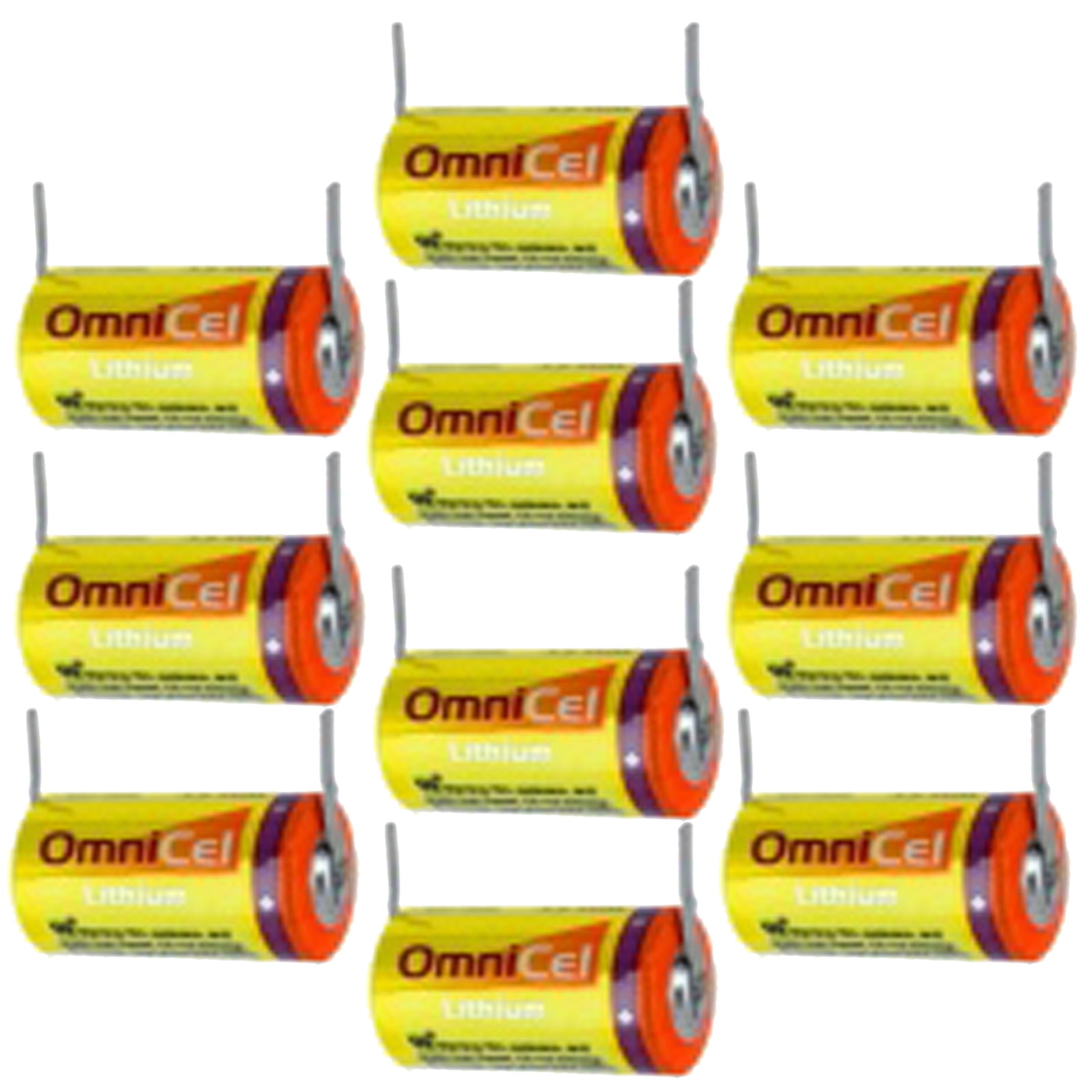 10x OmniCel ER14335 3.6V 1.65Ah 2/3AA Lithium Battery w/ Tabs RFID AMR ...