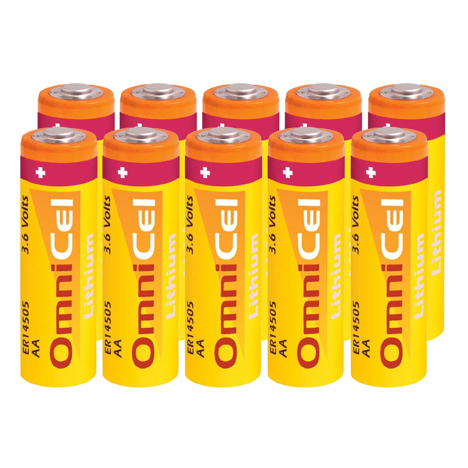 10x OmniCel ER14505 3.6V 2400mAh AA Lithium Button Top Battery Sensors ...