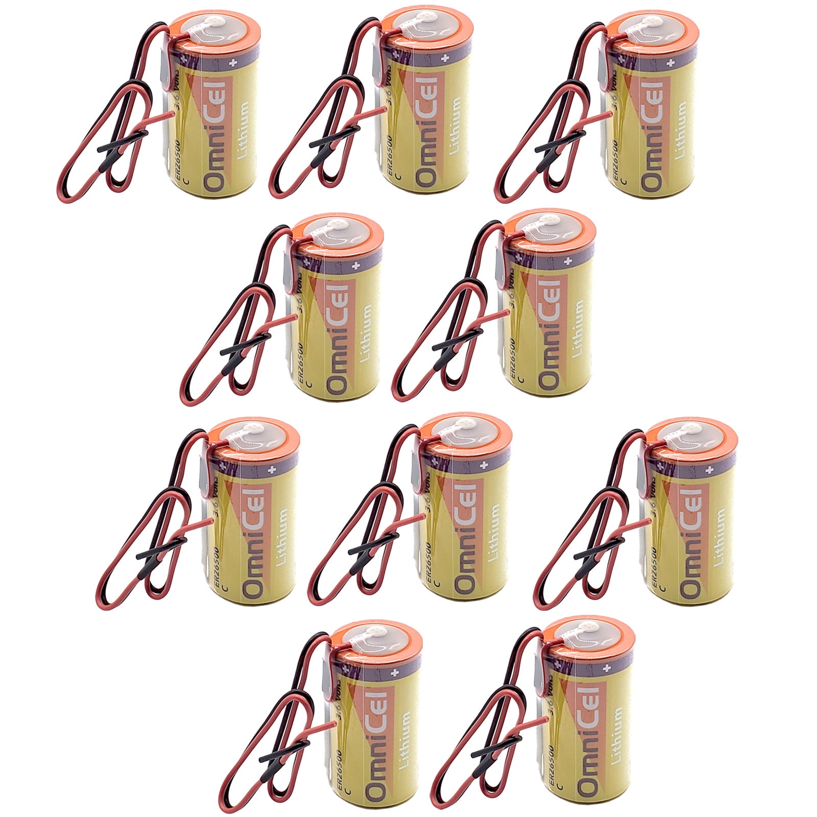 10x OmniCel ER26500 3.6V 8.5Ah Sz C Lithium Battery Wire Leads RFID AMR ...