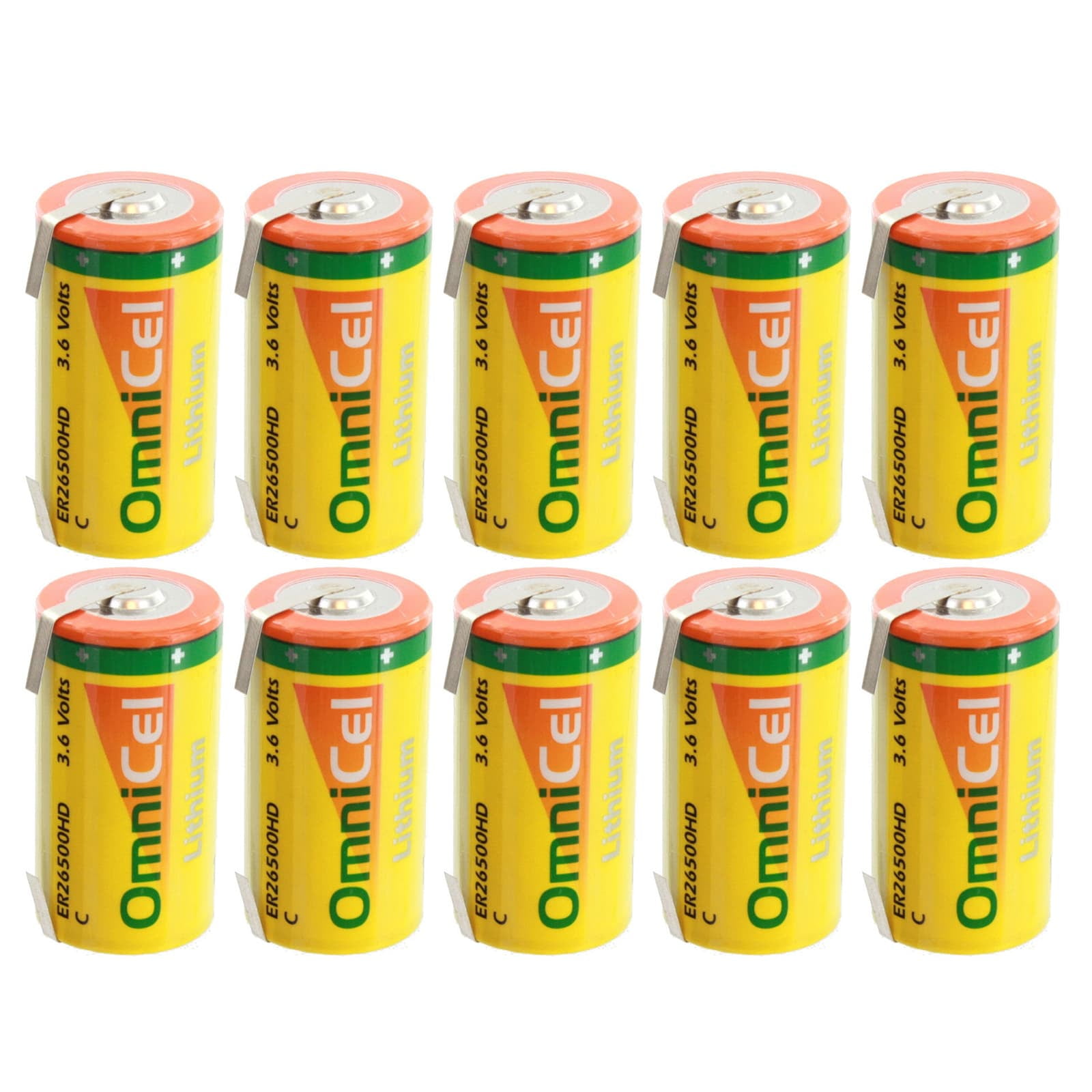 10x OmniCel ER26500HD 3.6V 6.5Ah Sz C Lithium Battery Tabs RFID Beacons ...