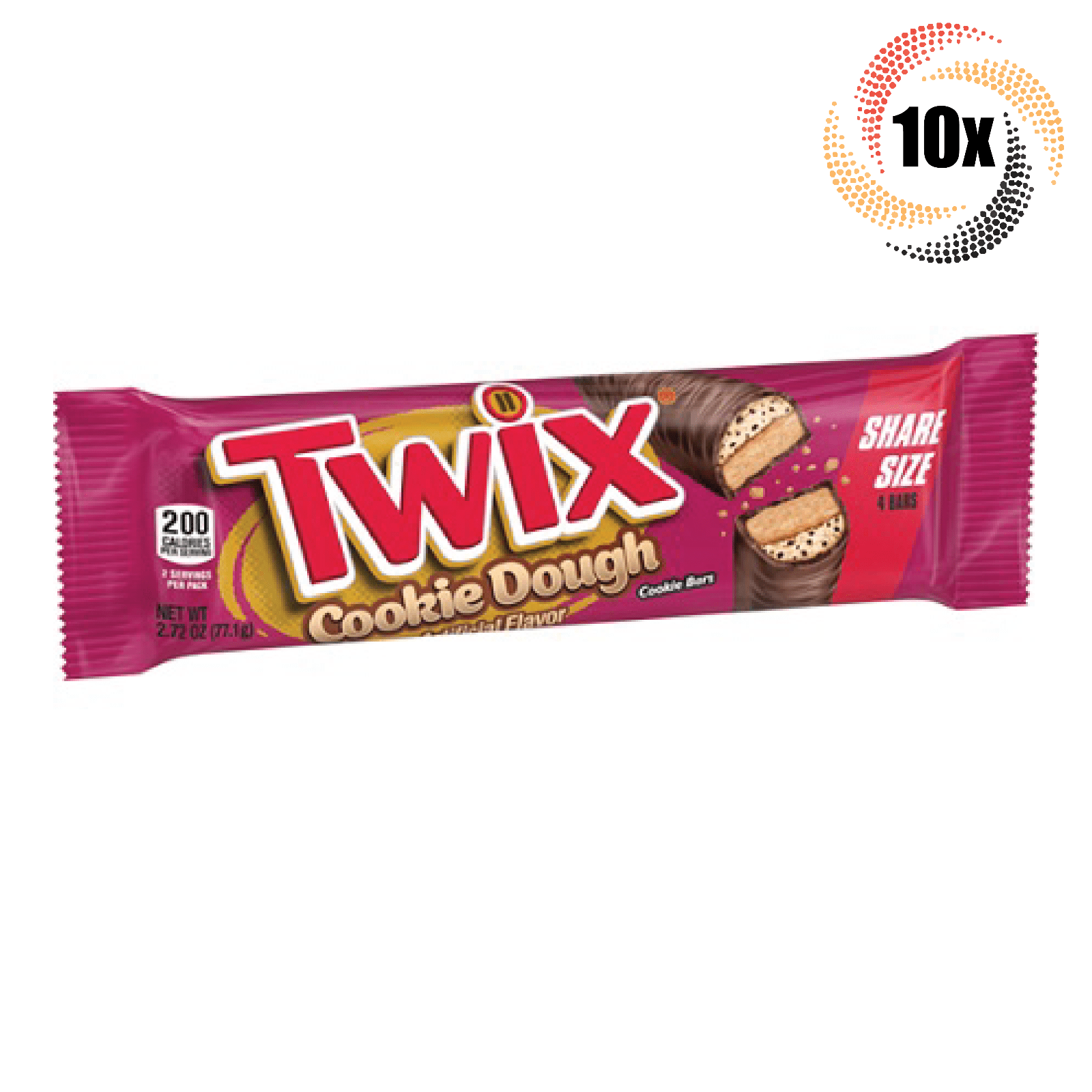 10x Packs Twix Cookie Dough Share Size Candy Bars | 4 Bars Each | 2 ...