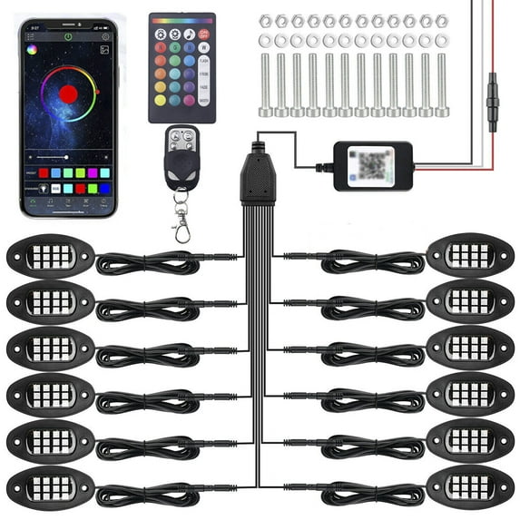 10x RGB LED Pods Rock Light Kit Neon Lamp Bluetooth Music Control ...