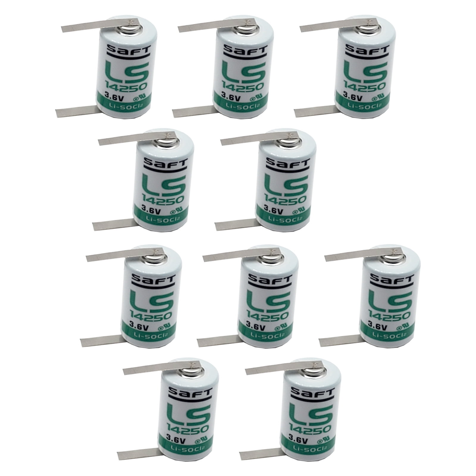 10x SAFT LS14250_TAB 1/2AA 3.6V 1200mAh Primary Lithium Cell - Walmart.com