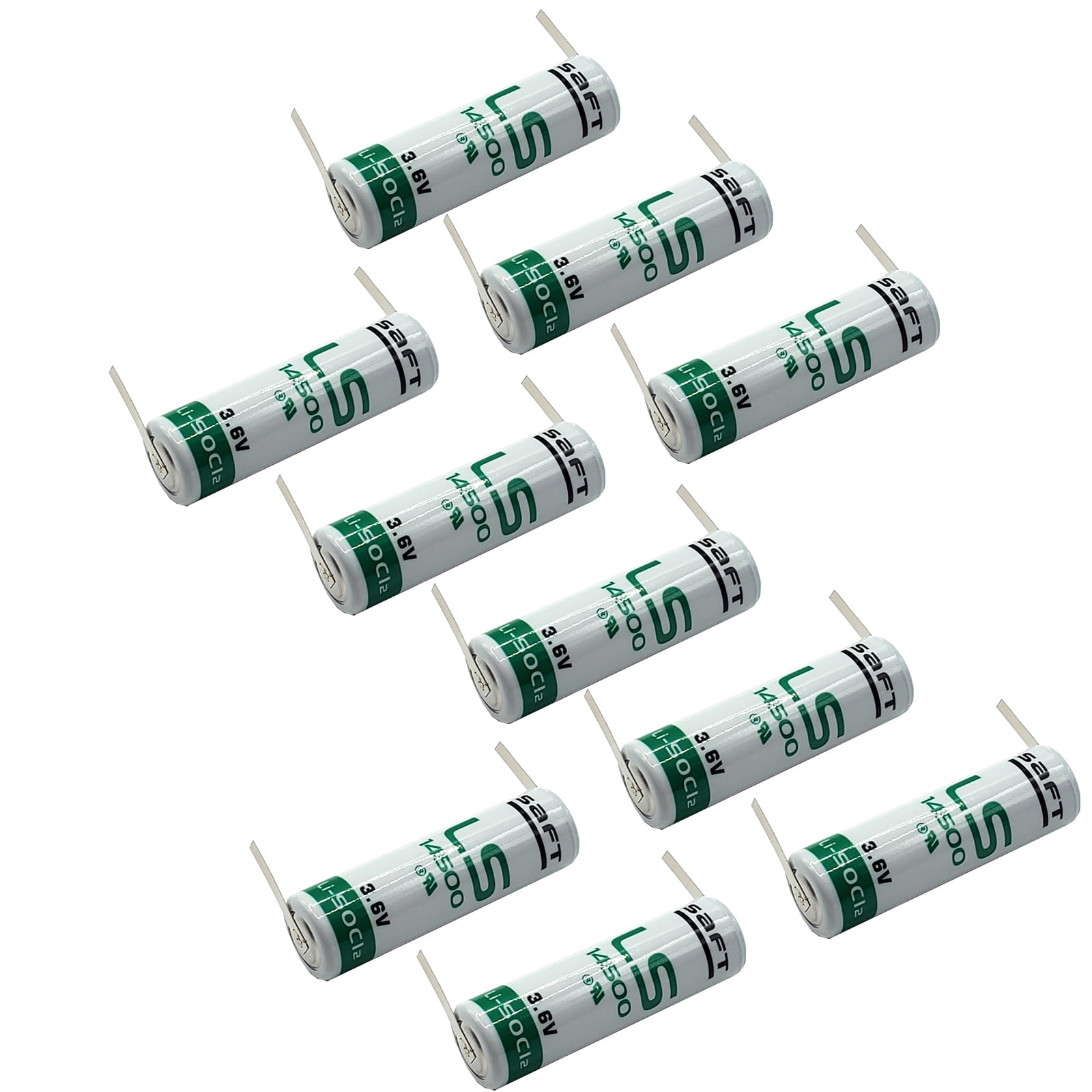 10x SAFT LS14500_TAB AA 3.6V 2600mAh Primary Lithium Cell for RFID ...