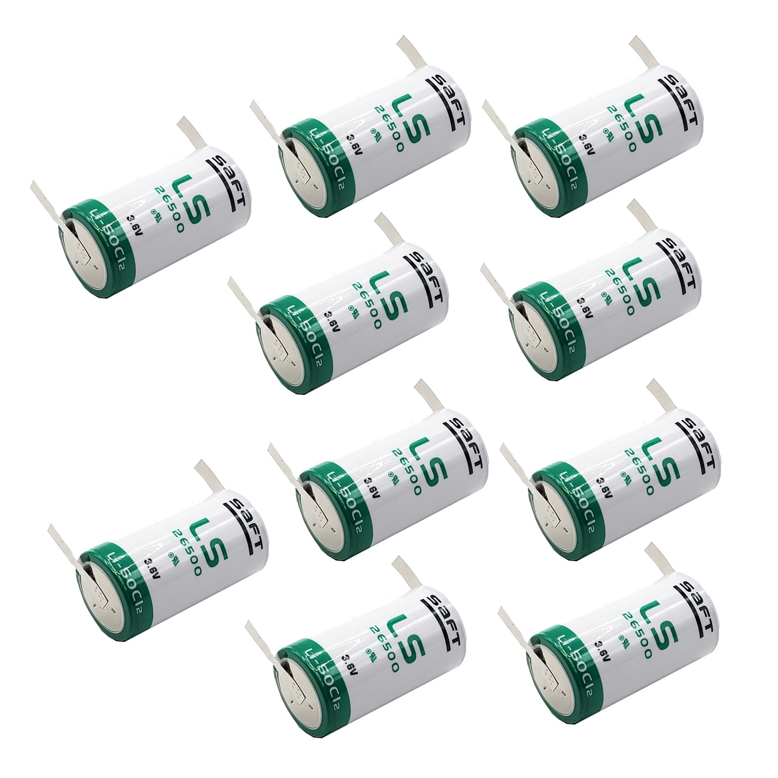 10x SAFT LS26500_TAB Size C 3.6V 7700mAh Primary Lithium Cell - Walmart.com