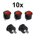 10x SPDT On/Off Red Round Rocker Switch Circle Car/Truck/Boat 12V DC AC ...