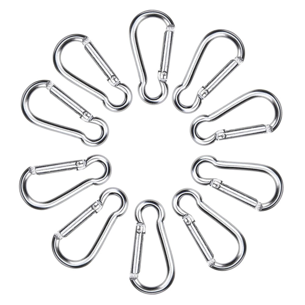 10x Silver Carabiners Push Spring Snap Clip Small Hook Keychain Key ...