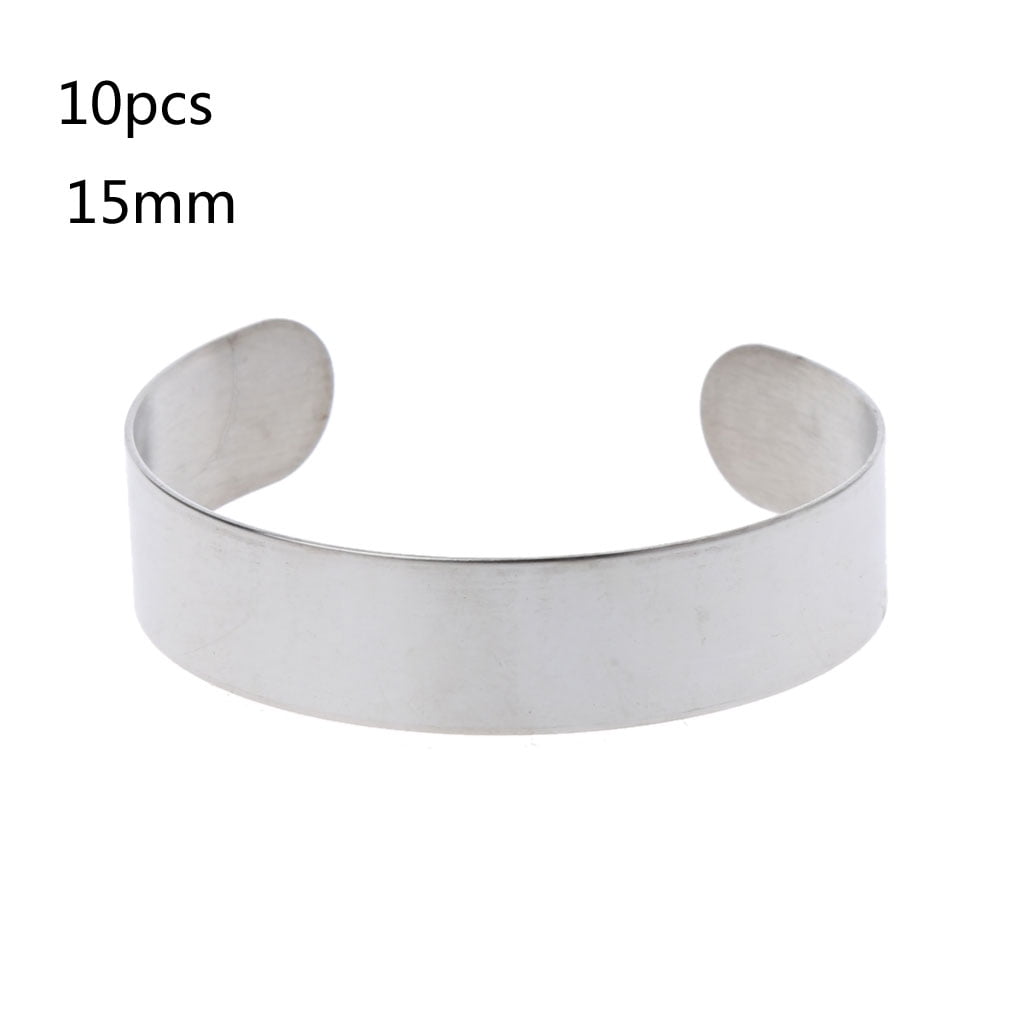 10x Stainless Steel Cuff Bangle Bracelet DIY Leather Cuff Bangles ...