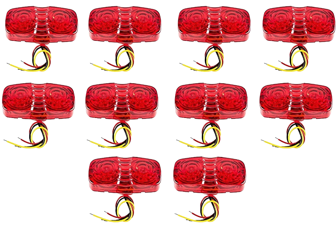 10x Trailer Marker LED Light Double Bullseye Qty 10 Red 12 LED Lights ...