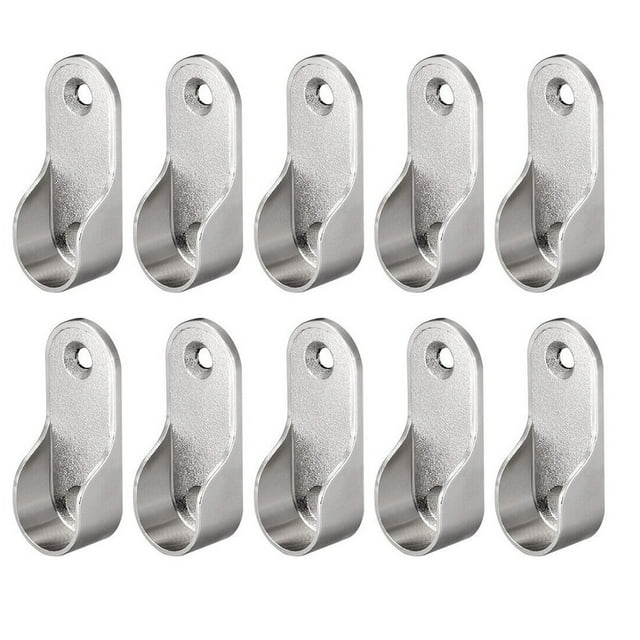 10x Wardrobe Rail Bracket Zinc Alloy Wall Mounted Hanging Rod End Bracket Support Rod Flange ...