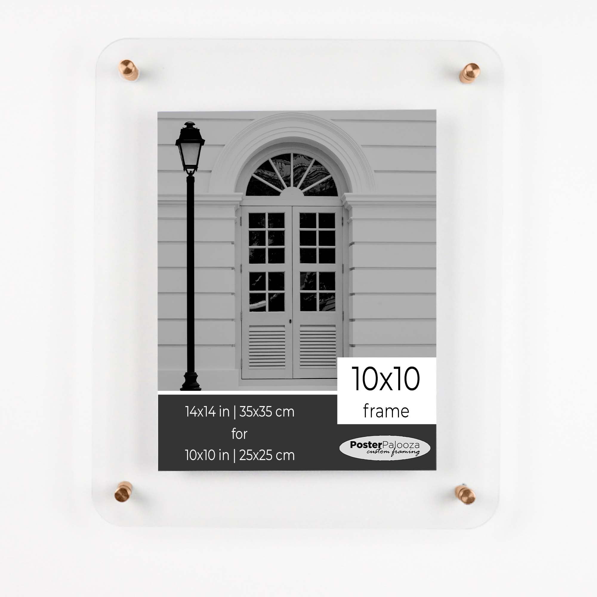10x10 Acrylic Floating Frame with Copper Standoff Wall Mount Hardware ...
