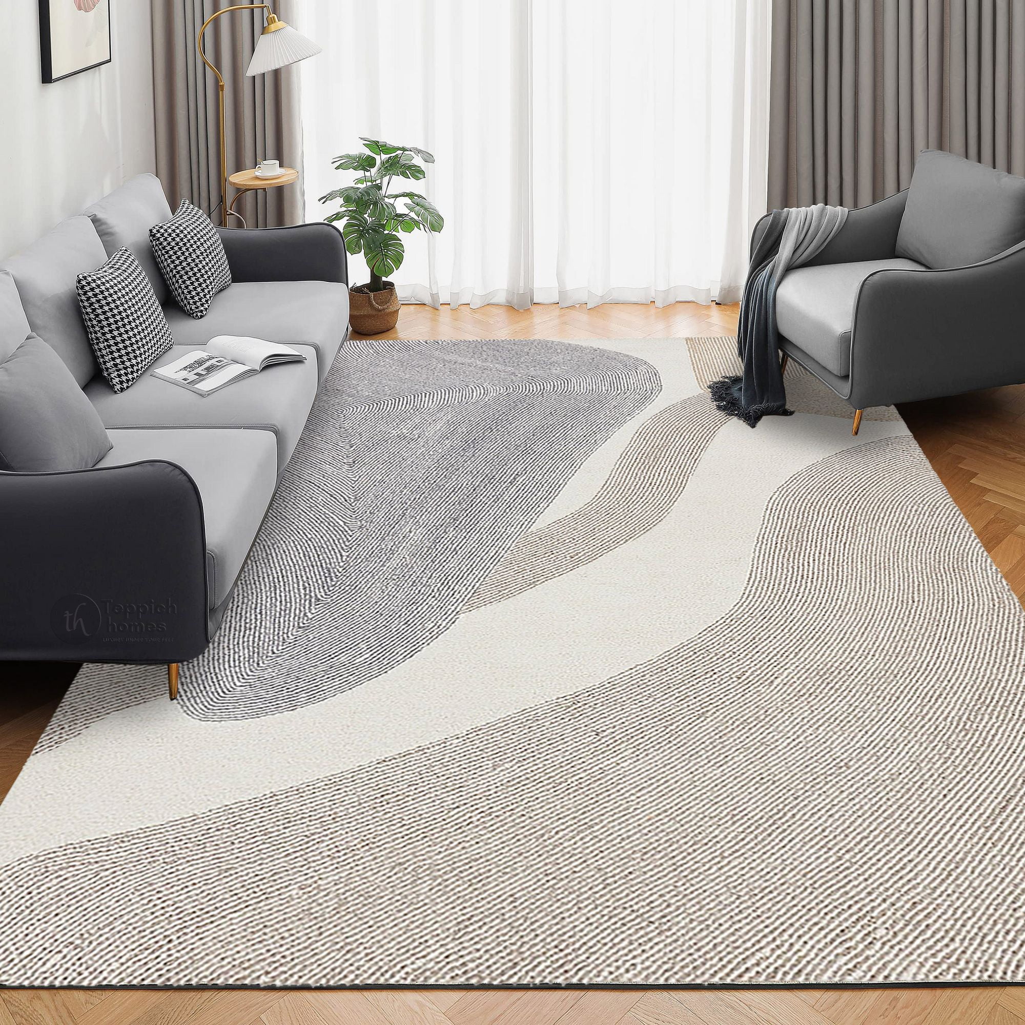 10x10 Area Rug, Grey Color, Hallway, Bedroom, Rectangle Carpet ...