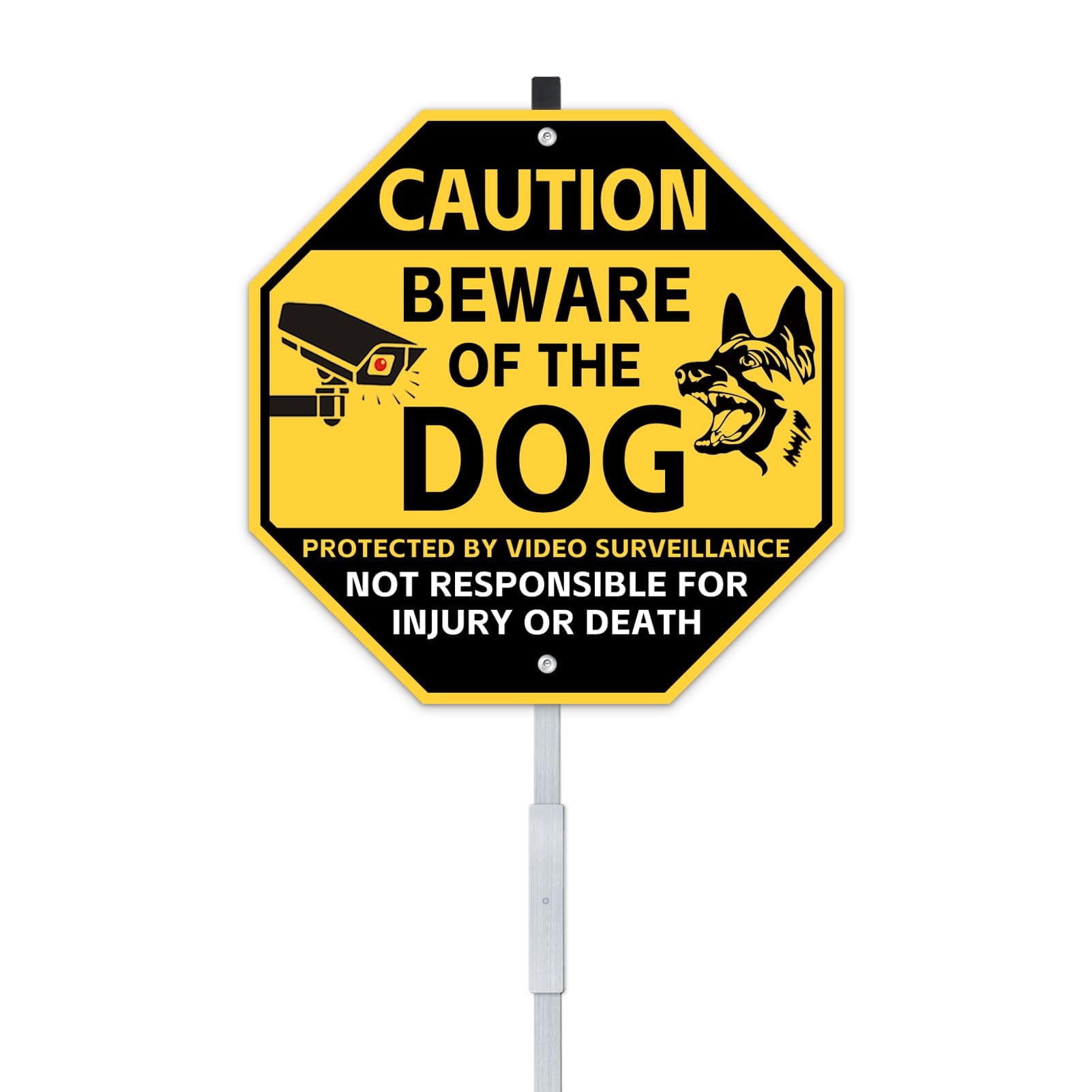 10x10 In Beware of Dog Sign Aluminum Yard Sign with 28" Stake and ...