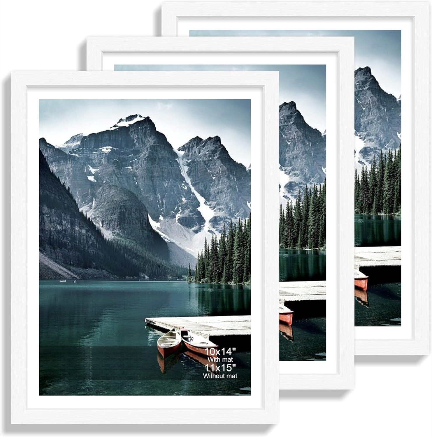 10x10 Black Picture Frames set of 3, Made of Wooden and Real Glass ...