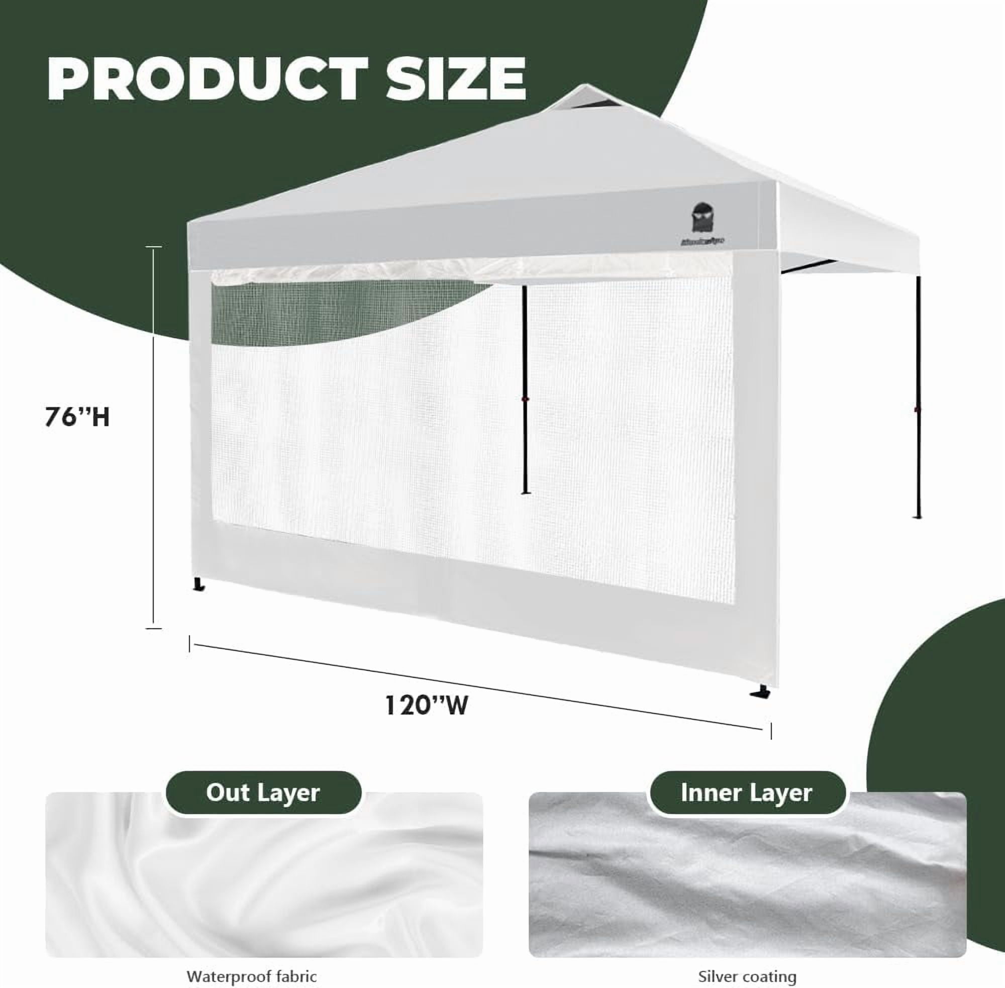 10x10 Canopy Mesh Sidewall - Grade White with Windows, Easy Attach for ...