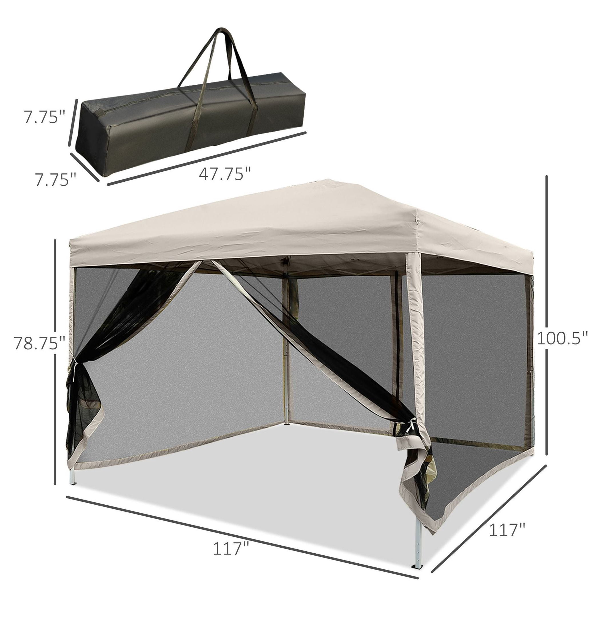 10x10 Canopy Tent with Netting, Screen Room, Party Tent - Height ...