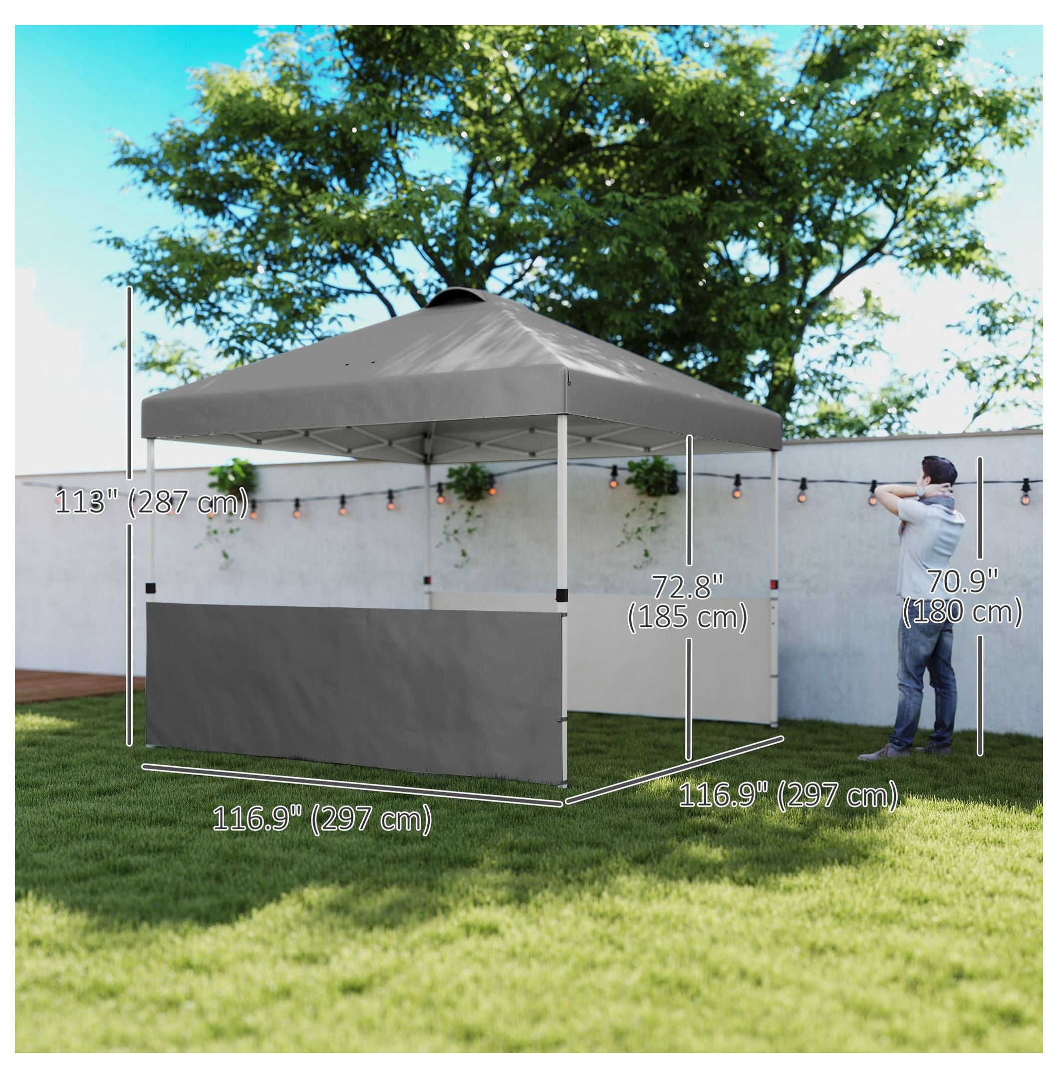 10x10 Canopy Tent with Sidewalls, UV50+ Sun Shelter - Dark Grey Gazebo ...