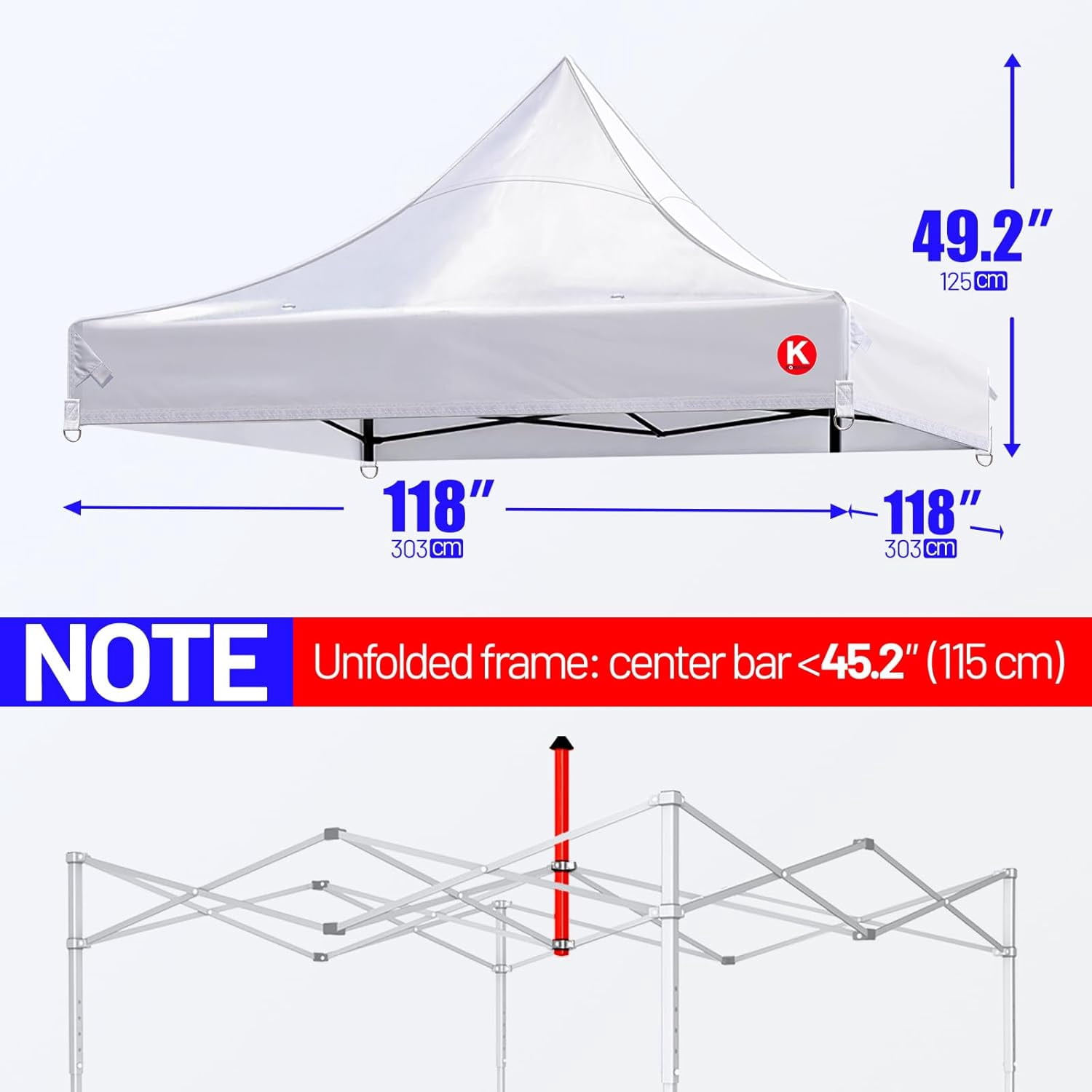 10x10 Canopy Top - Heavy-Duty 600D Oxford Fabric with 8 Drainage Holes ...