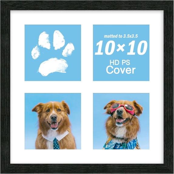 10x10 Collage Photo Frame, Displays 4 Photos in 4x4 Size, Wooden Multi ...