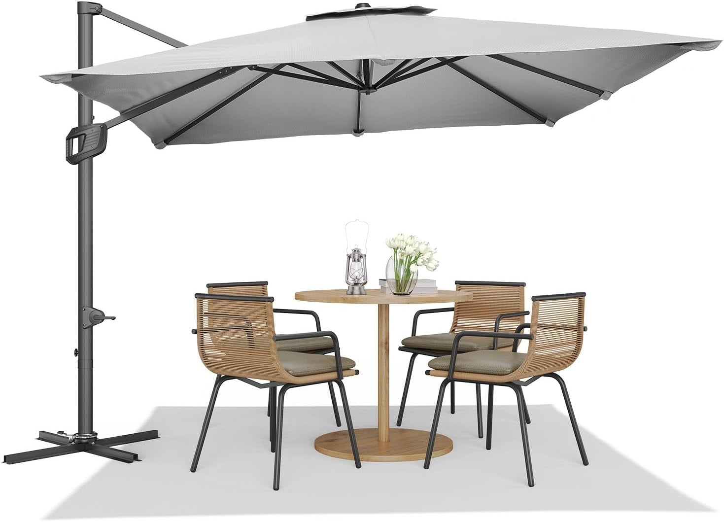 10x10 FT Cantilever Patio Umbrella, 360 Rotation Offset Hanging, Large ...