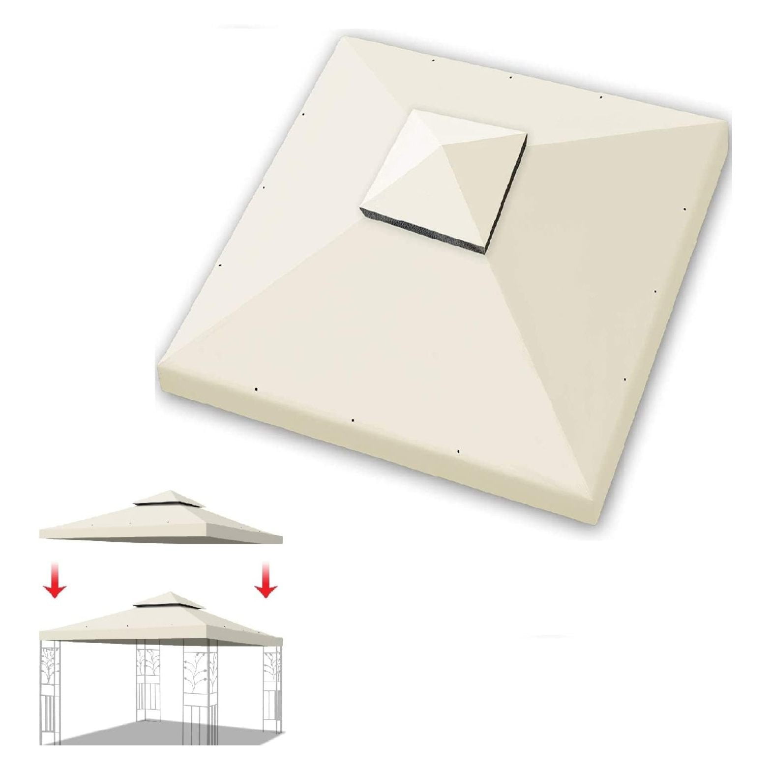 10x10 FT Gazebo Replacement Canopy Top Cover 2-Tiered Upgraded Patio ...