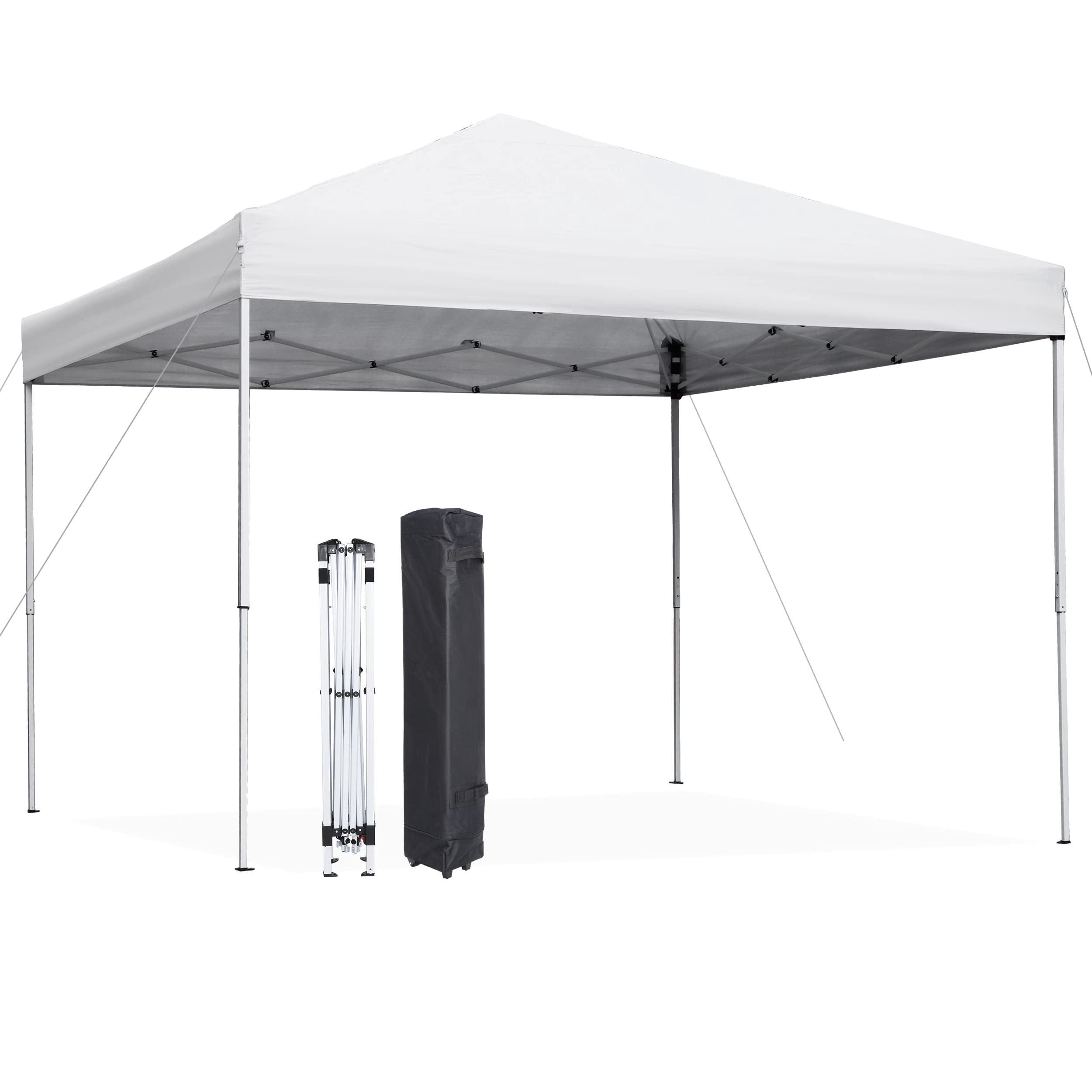 10x10 FT Instant Pop Up Canopy Tent with Wheeled Carry Bag, 4 Ropes ...