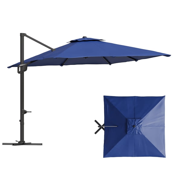 10x10 FT Offset Patio Umbrella with Base Included, 360° Rotation Large ...