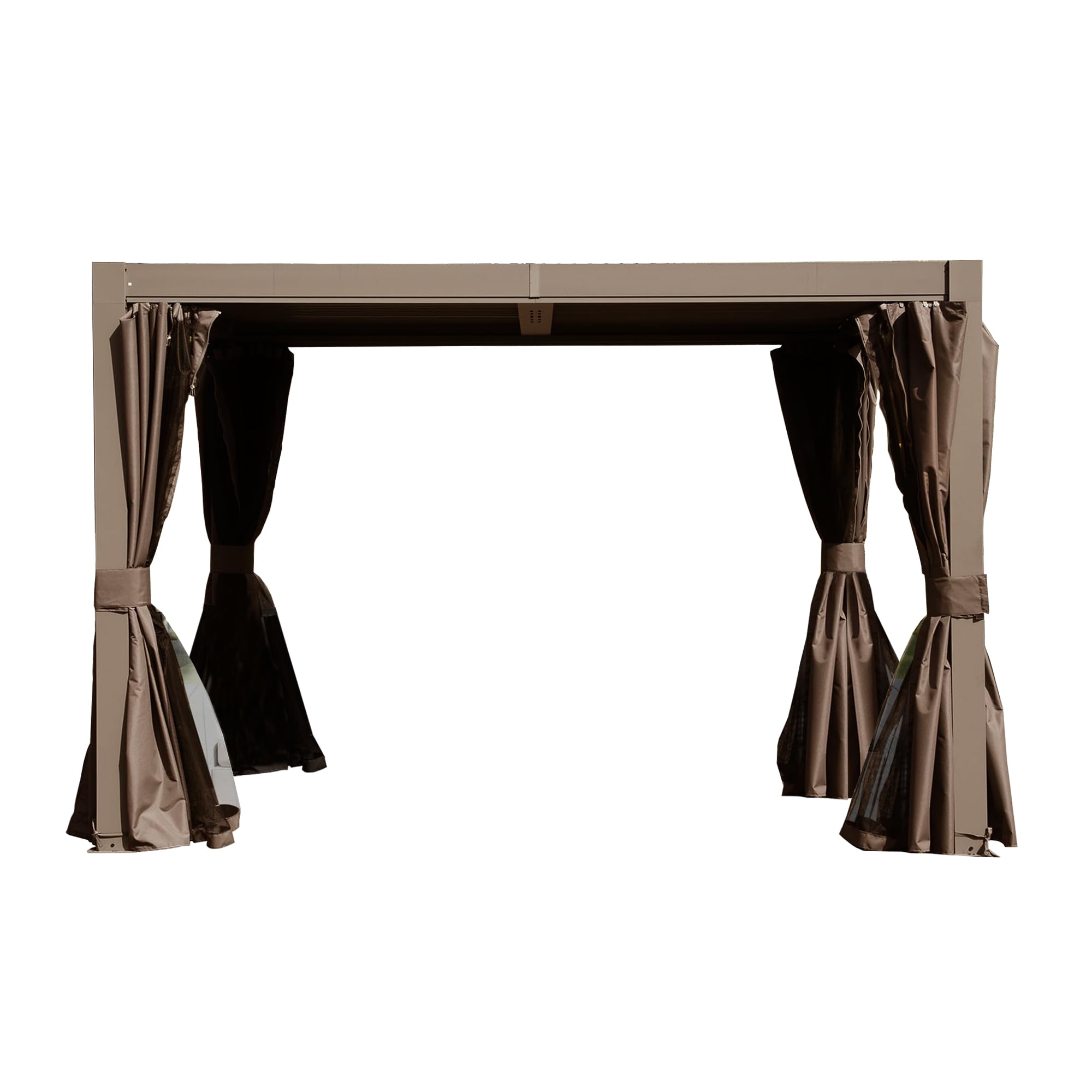10x10 FT Outdoor Louvered Pergola with Adjustable Louvers-Brown ...