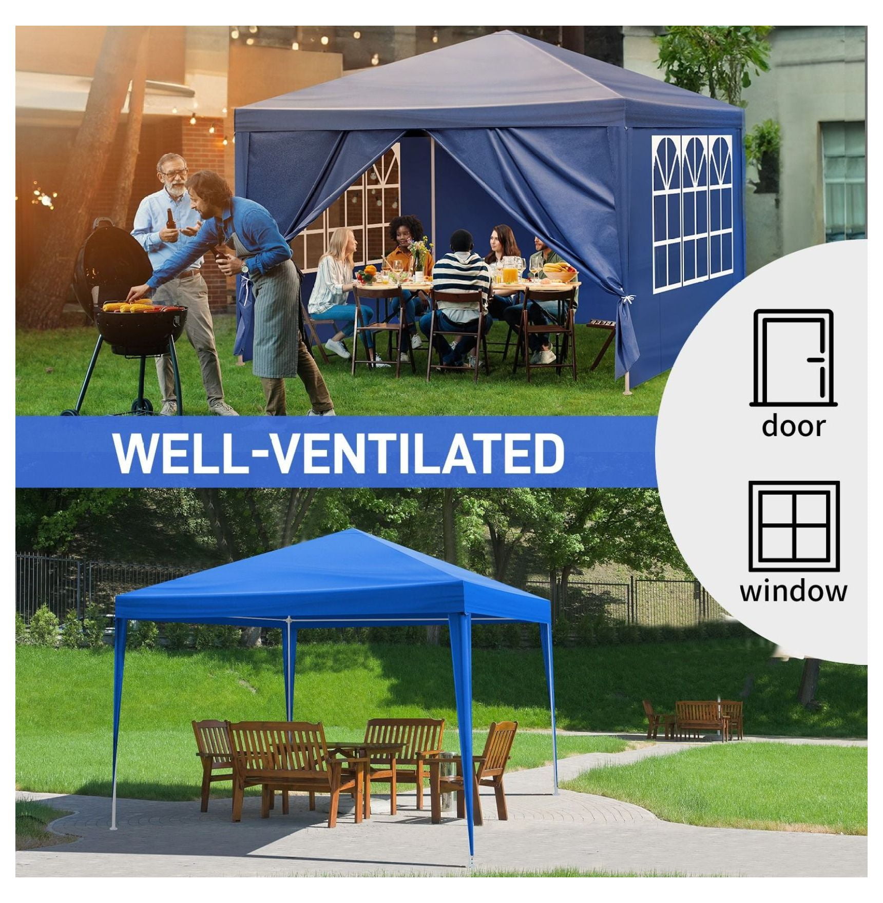 10x10 Feet Black Outdoor Pergola - Durable iron pipe frame and ...